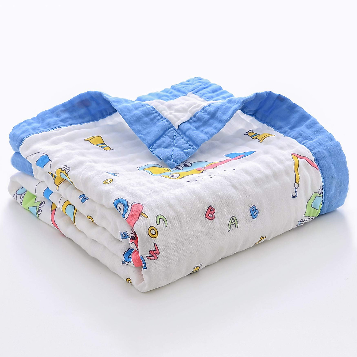 Jay & Ava Baby Muslin Blanket 42” x 42”, Soft Toddler Cotton Baby Blankets for Boy, 4 Layers Bed Muslin Throw for Baby Crib, Large Baby Receiving Blanket - (Blue Star Space)