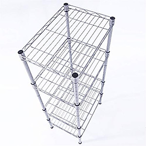Volowoo Storage Shelf Wire Shelving Unit,Rectangle Carbon Steel Metal Storage Rack,Assembly Commercial Grade Adjustable Steel Wire Shelving Rack (Silver Gray, 4-Tier)