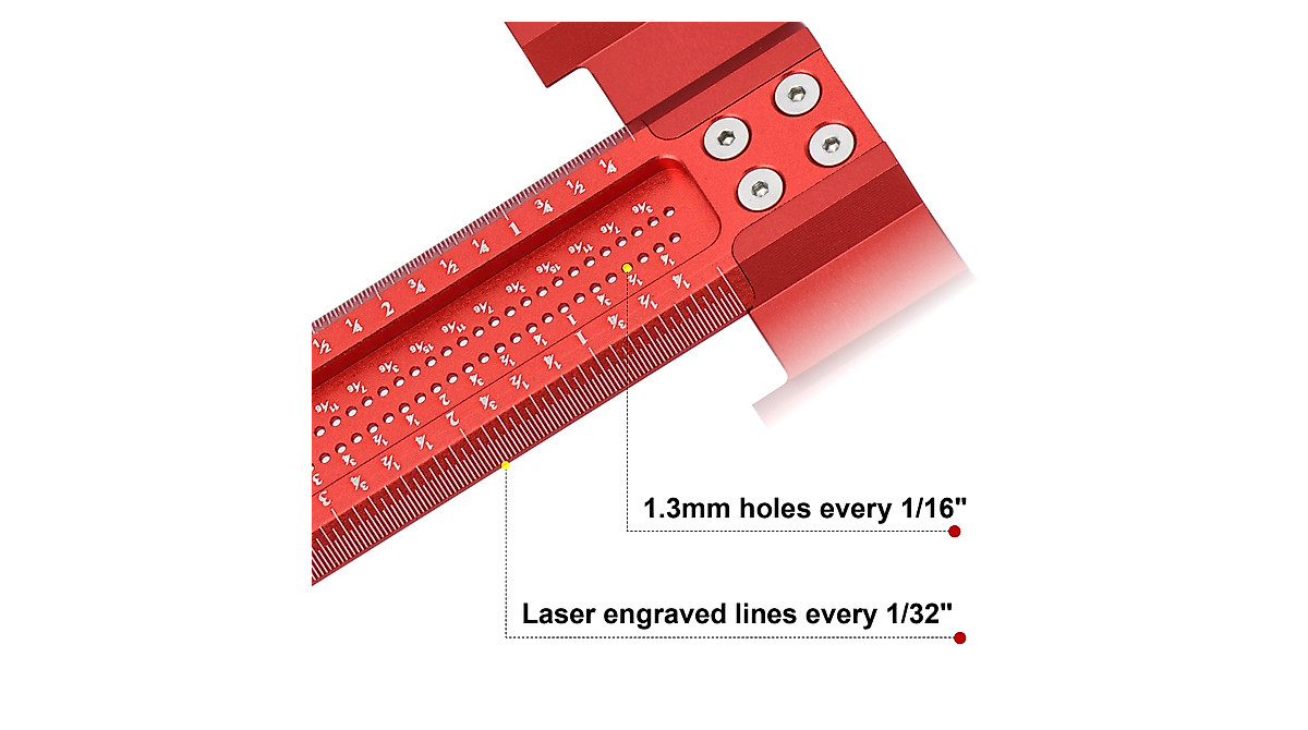 Precision Woodworking Scriber T-Square Ruler 12in