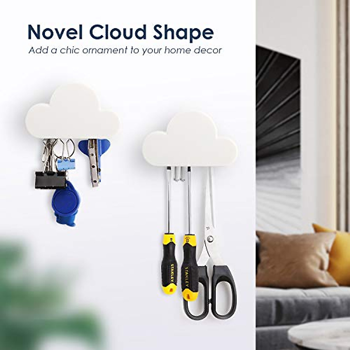 MoKo Magnetic Key Holder, [2 Pack] Magnetic Key Rack Organizer Hooks ...