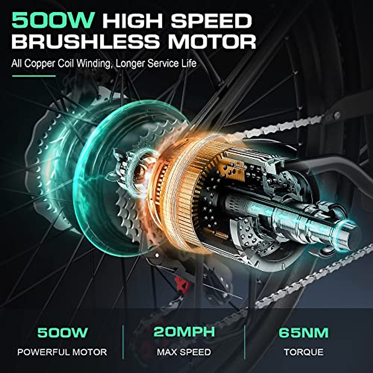 Vivi Electric Bike for Adults, 26" Electric Cruiser Bike 500W Motor with 48V Removable Battery, Step Thru Electric Bicycle with Cruise Control, 7-Speed, City Commuter Ebike for Women Men