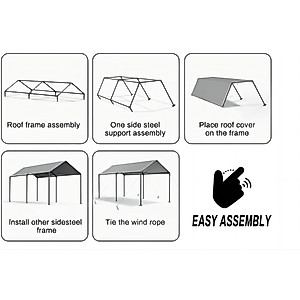 Carport Canopy 10x20 Heavy Duty, Metal Carport Waterproof Carport Garage Tent Outdoor for Car Tuck Boat SUV Party (Grey)