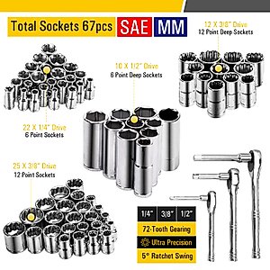 AZUNO 303PCS Mechanic Tool Set, DIY Hand Tool Kit Set, Auto Repair Tool Box, Multi-Function Organizer with Black Storage Case