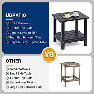 UDPATIO Outdoor Side Table for Patio, XXL Double Rectangular Adirondack Table Poolside Patio Table, HDPE End Table for Outside Backyard Pool Indoor Companion, Easy Maintenance All Weather