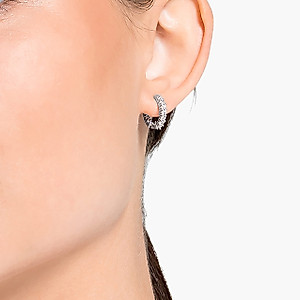 Swarovski Matrix Vittore Mini Hoop Pierced Earrings with White Circle Cut Crystal on a Rhodium Plated Setting with a Hinged Closure