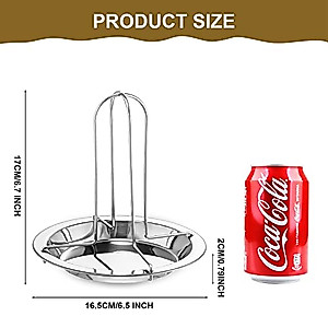 6 Pack Beer Can Chicken Holder Stainless Steel Chicken Roaster Rack Whole Chicken Roaster Stand with Pan Beer Butt Vertical Chicken Stand for Grill Oven Smoker Camping Home BBQ