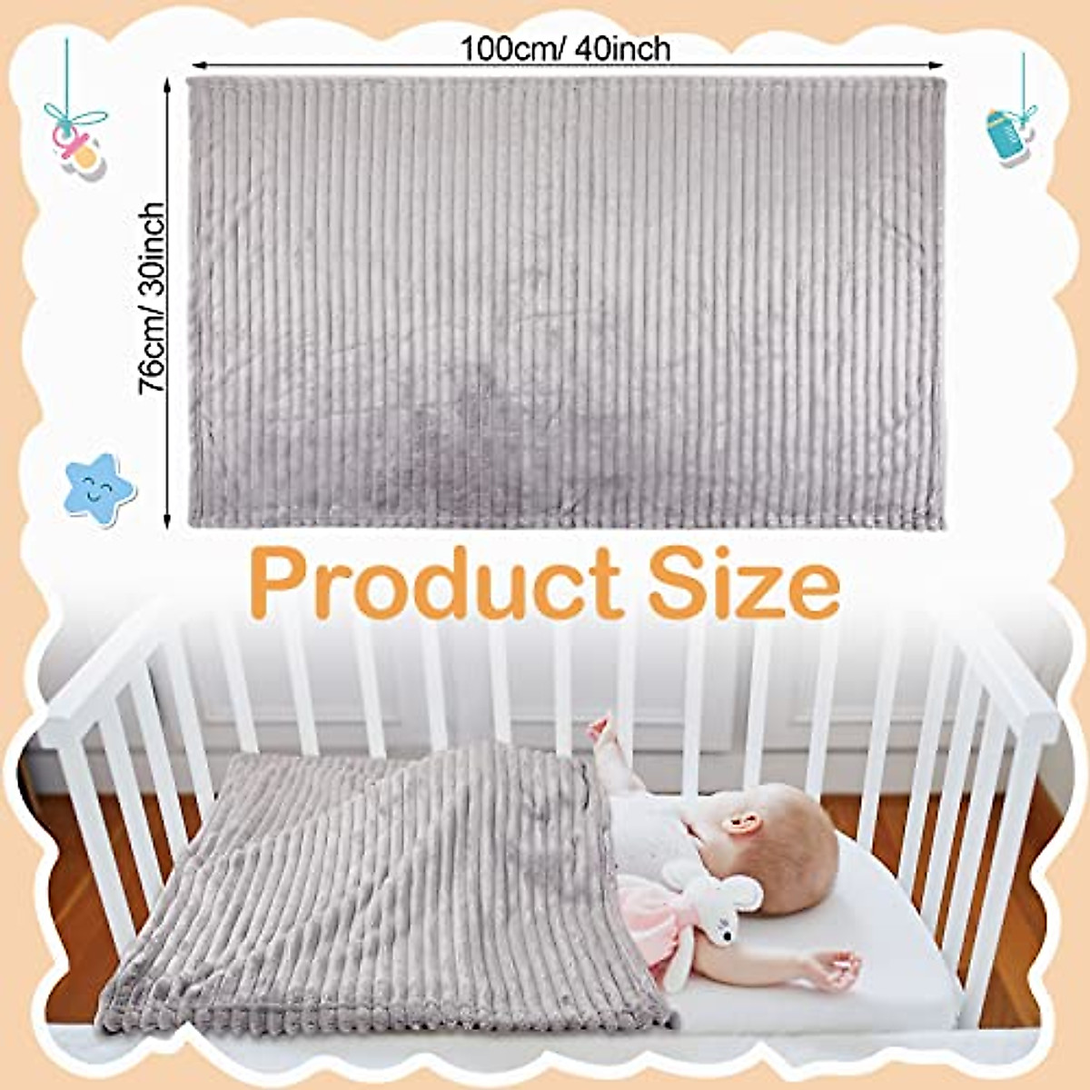 Reginary 8 Pcs Flannel Fuzzy Baby Blankets 30 x 40 Inches Toddler Blanket Newborn Blankets Soft Warm Infant Receiving Blanket for Girls Boys Gifts Cot Stroller Crib Nap Sofa Outdoor, 8 Colors