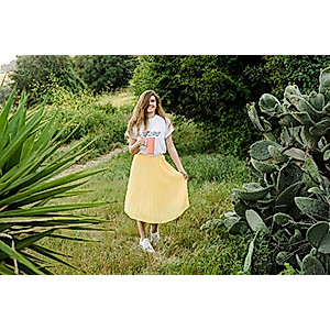 Ello Campy Vacuum Insulated Travel Mug with Leak-Proof Slider Lid and Comfy Carry Handle, Perfect for Coffee or Tea, BPA Free, Georgia Peach, 18oz