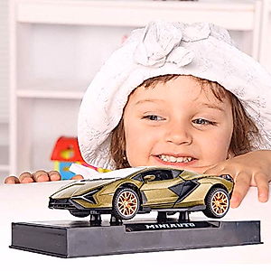 BDTCTK Sian FKP37 Car Model Toy 1:32 Child Sound and Light Pull Back Car Zinc Alloy Casting Toys for Kids Boy Girl Gift (Army Green)