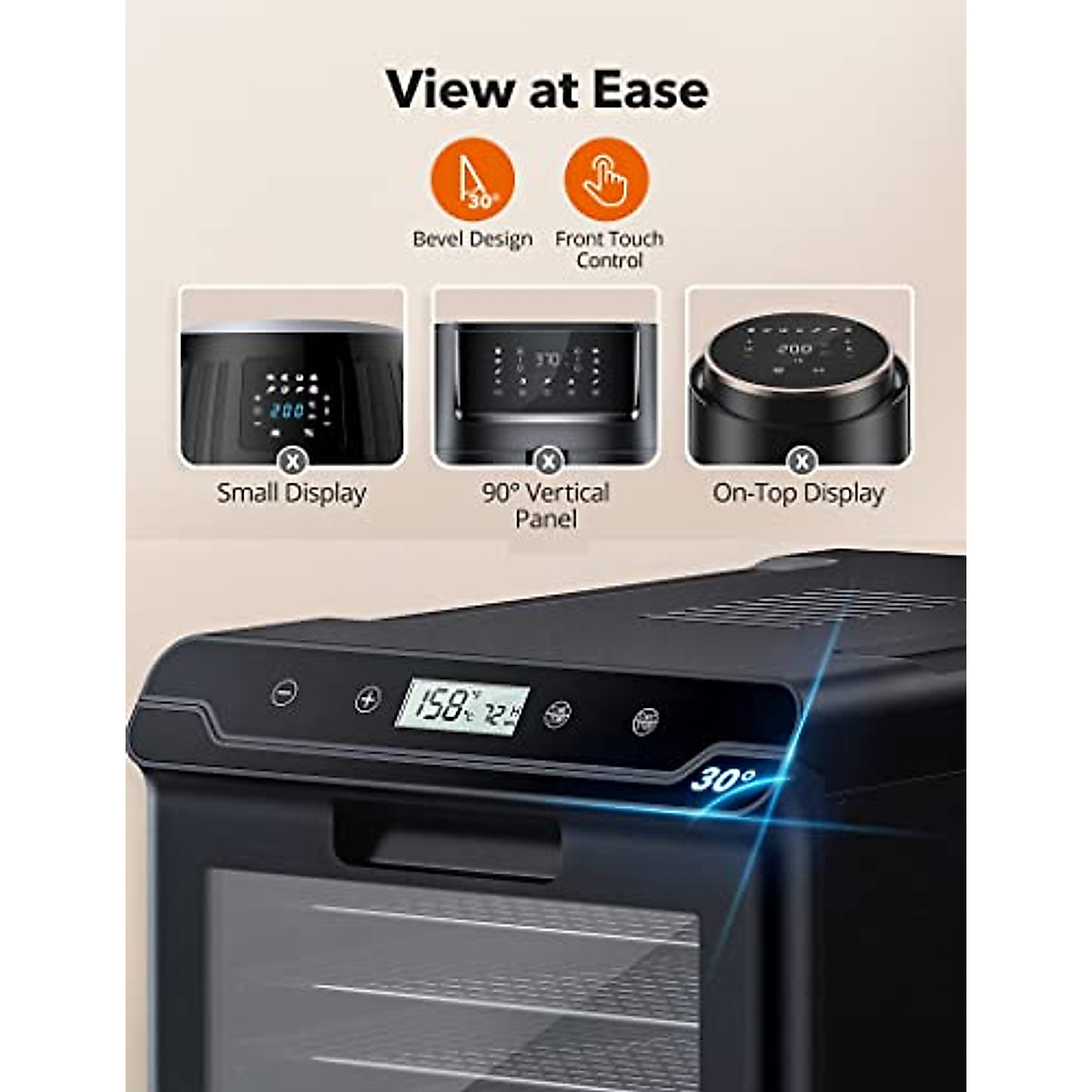 Food Dehydrator, PARIS RHÔNE Dehydrator Machine with 6 Stainless Steel Trays,72H Digital Timer, Temperature Control, Drop-Down & Viewing Door, for Jerky Fruit Meat Pet Treats Herbs and Yogurt