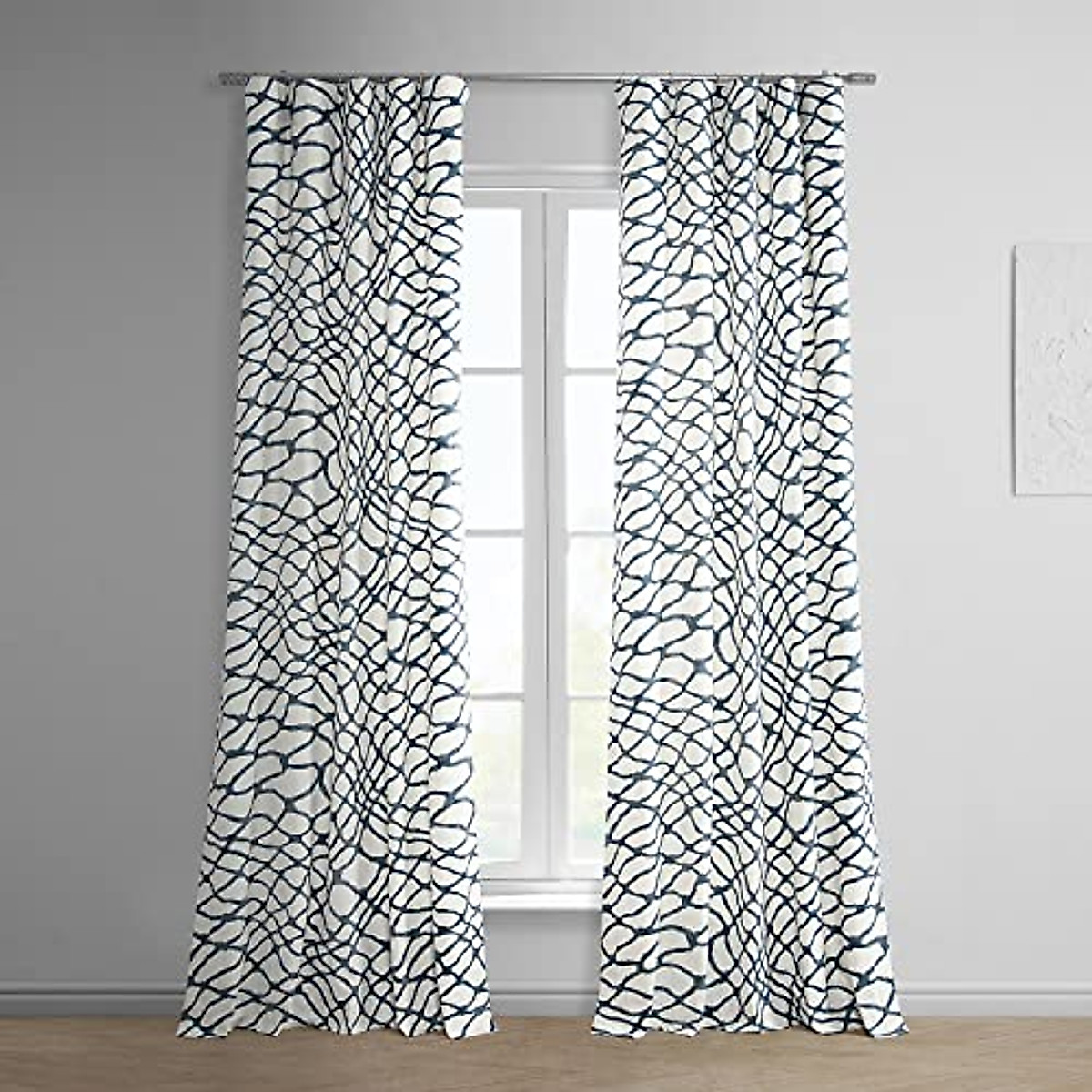 HPD Half Price Drapes Printed Cotton Twill Curtains For Room Décor 50 X 108 (1 Panel), PRTW-D50C-108, Ellis Blue