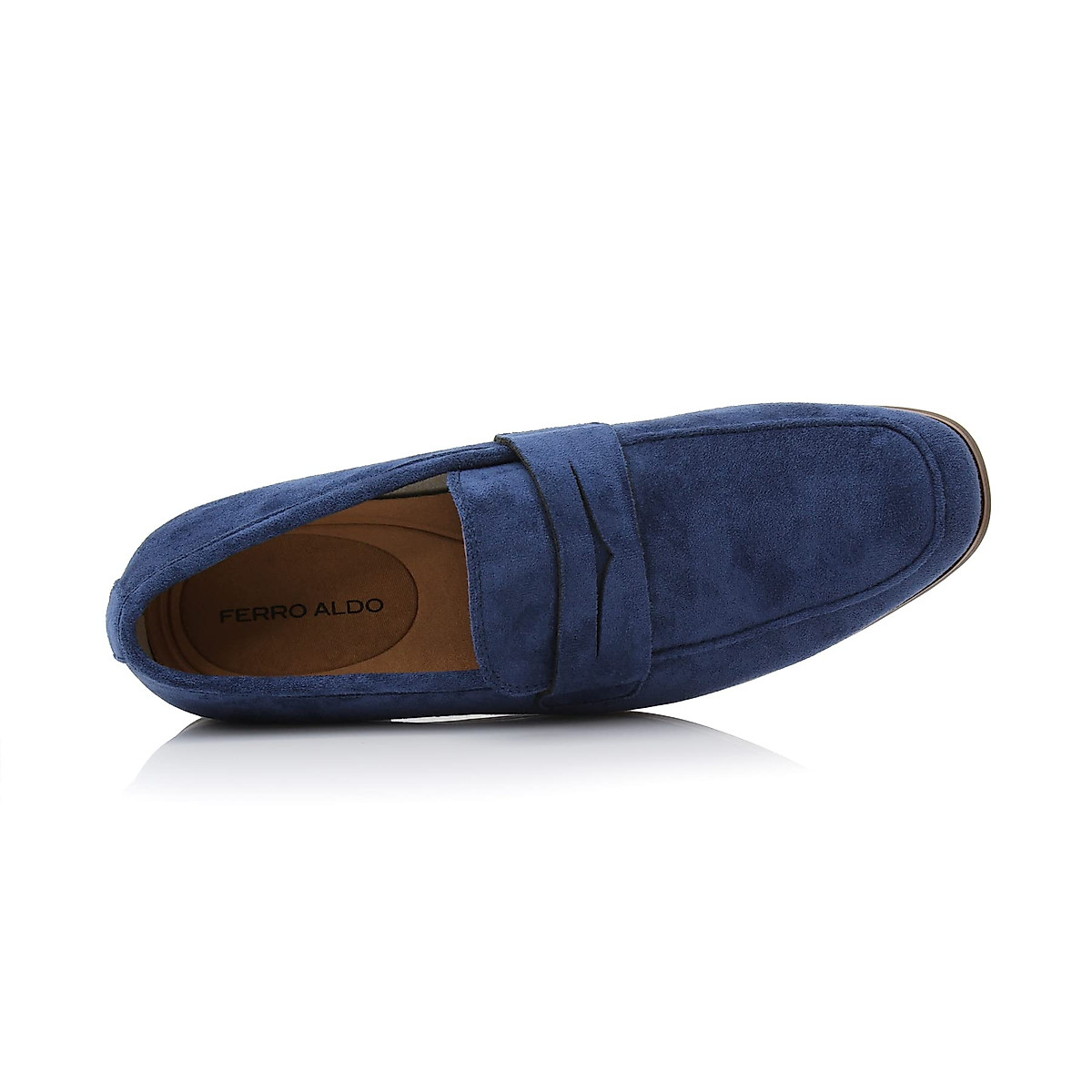 Ferro Aldo Dylan MFA19671 Classic Moc-Toe Penny Loafers for Men Royal Blue Suede 10