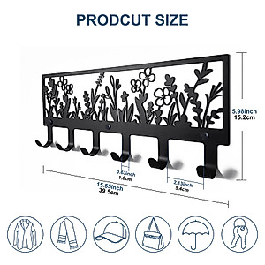 MUYUSEN Coat Rack Wall Mount,Hat Rack on Wall,Metal Decoration Hooks Rack Hanger for Wall Coat Hat Towel Purse Robes Entryway Bedroom Bathroom(15.55x5.98x1.22INCH 1PC) ﻿