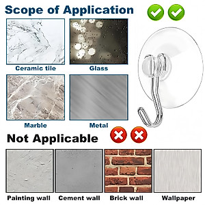 42 Pcs Suction Cups with Hooks - 1.78 inch Clear Plastic Sucker Hooks for Glass Window Wall, Utility Hooks Hangers for Christmas Festivals Parties Theme Carnival Decoration Door Bathroom Kitchen