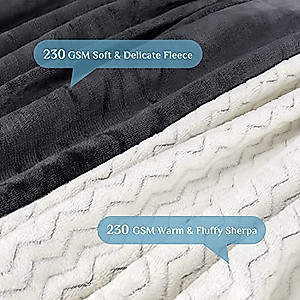 ONME Fleece Blanket, Sherpa Throw Blanket for Couch, Warm Blanket for Winter, Cozy Soft Plush 460GSM Weighted Twin Bed Blanket for Adults (Grey, 60”x 80”)