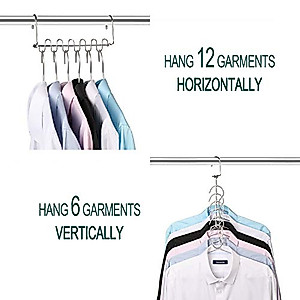 GEFTOL Metal Space Saving Hangers 12 Slots New Version Hanger Magic Cascading Hanger Closet Wardrobe Clothes Organizer(4 Pack)