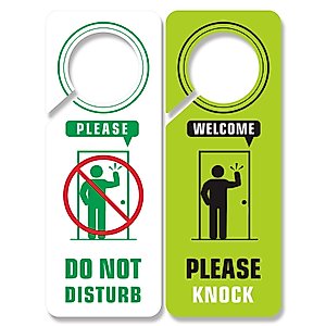 3 Pack Do Not Disturb Door Hanger Sign, Please Knock Sign for Bedroom Door Sukh Shh Baby Sleeping Door Sign for Hotel, Offices, Home Plastic PVC
