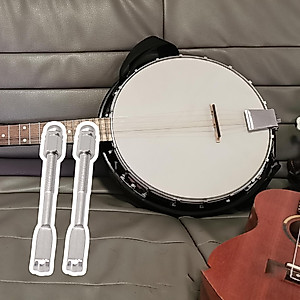 Yibuy 24 Pieces Stainless Steel Banjo Bracket Hooks Silver Banjo Flat Hooks Banjo Hook Banjo Parts Banjo Accessory