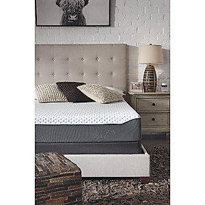 Signature Design by Ashley King Size Chime Elite 10 Inch Plush Green Tea & Charcoal Gel Memory Foam Mattress with Micro Cool Cover, 79"L x 75"W x 10"Th, White