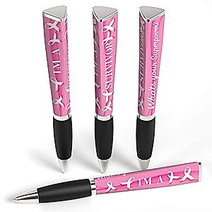 10 pack of Breast Cancer Awareness Pens 3 sided pens (twist-action, Breast Cancer Awareness)