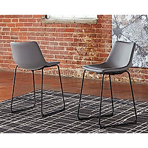 Signature Design by Ashley Centiar Modern Faux Leather 23.75" Counter Height Bucket Seat Barstool, Set of 2, Gray