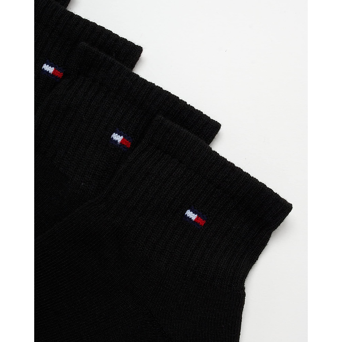 Tommy Hilfiger Mens Athletic Socks Cushion Quarter Cut Ankle Socks (12 Pack), Size 7-12, Black Flag
