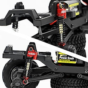 EPINON All Aluminum Front & Rear Shocks for FMS RocHobby eazyrc 1/24 FCX24 1/18 Toyota Land Cruiser/Hilux/FJ Cruiser/Chevrolet K10/Mogrich/Apache/Atlas 6X6 Upgrade Parts (4PCS Red)