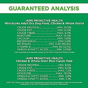 IAMS Proactive Health Adult Minichunks Dry Dog Food and Classic Pate Wet Dog Food Cans, Chicken Recipes