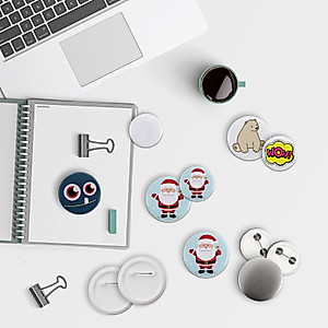 Mostme 200 Sets 58mm/2.25 inch Button Supplies Button Parts for Button Maker Machine 58mm, Round Badge Blank Button Pins, Includes Plastic Button Pin Back Cover, Metal Cover, Clear Film&Blank Paper