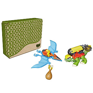 Chomp Squad Playskool Construction Crew, Ankylosaurus and Pterodactyl Figures, Dinosaur Toy with Construction Play for Kids 3 Years and Up