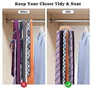 Ohuhu Tie Rack Hanger for Closet, Wooden Tie Holder Organizer Necktie Storage with 24 Folding Hooks, 360 Degree Rotating Tie Rack for Men Ties Belts Scarves Tank Tops Accessories, 1 Pack