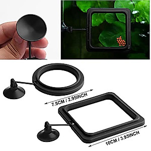 Cobee Fish Feeding Ring, 2 Pieces Aquarium Fish Feeder Fish Tank Food Feeder Circle Tank Accessories for Guppy Bettas Goldfish Turtle (Black)
