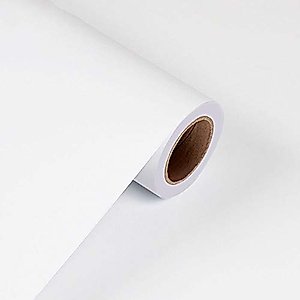 YIZUNNU Self Adhesive Contact Paper Wallpaper Furniture Film Sticker Kitchen Bedroom Wall Home Decoration,Matte White,24x118 Inch