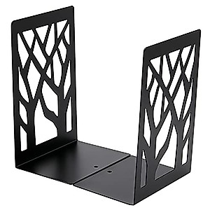 HAKZEON 16 Pack 8 Pairs 4.7 x 3.4 x 7 Inches Book Ends, Metal Bookends with Non-Slip Pads, Black Book Ends for Shelves, Decorative Bookends Supports