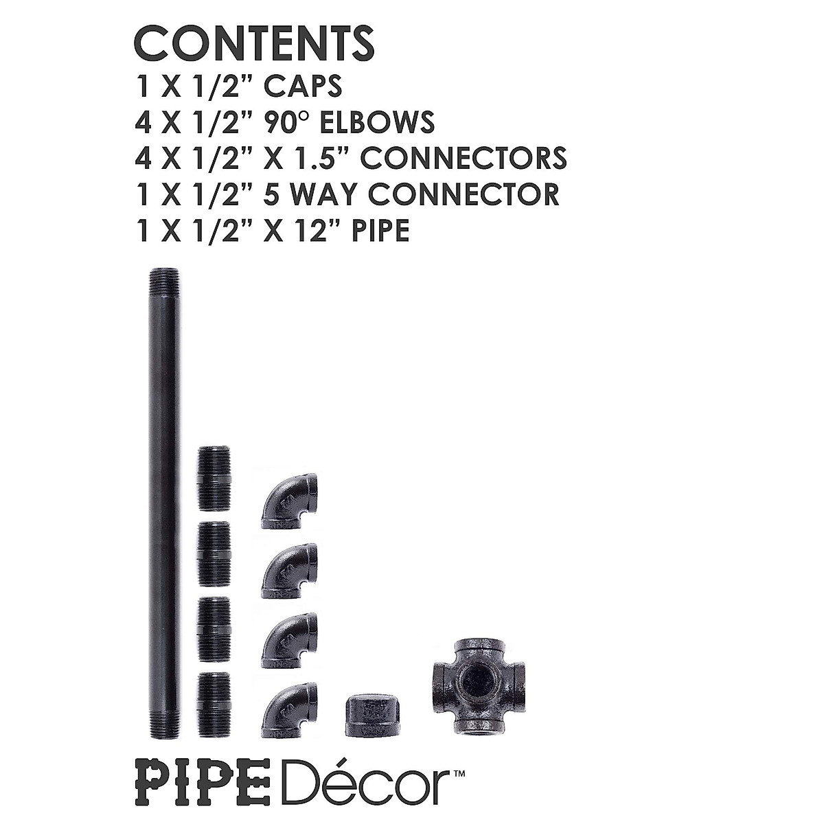 Pipe DÉCOR Black Electroplated Industrial Paper Towel Holder, Rustic Kitchen Farmhouse Decoration, Durable Metal Base and Stand Set