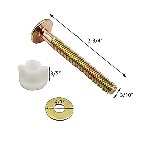 2 Pack Universal Toilet Seat Bolts Screws Set Heavy Duty Toilet Seat Hinge Bolts with Plastic Nuts and Metal Washers Replacement Parts for Top Mount Toilet Seat Hinges