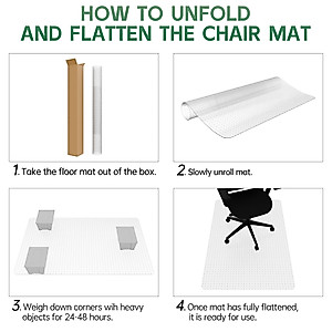 100pointONE Office Chair Mat for Carpets - 53'' x 45'' 0.09'' ThickTransparent Floor Mats for Flat Low and No Pile Carpeted Floors, with Grippers (53'' X 45'' Rectangle)