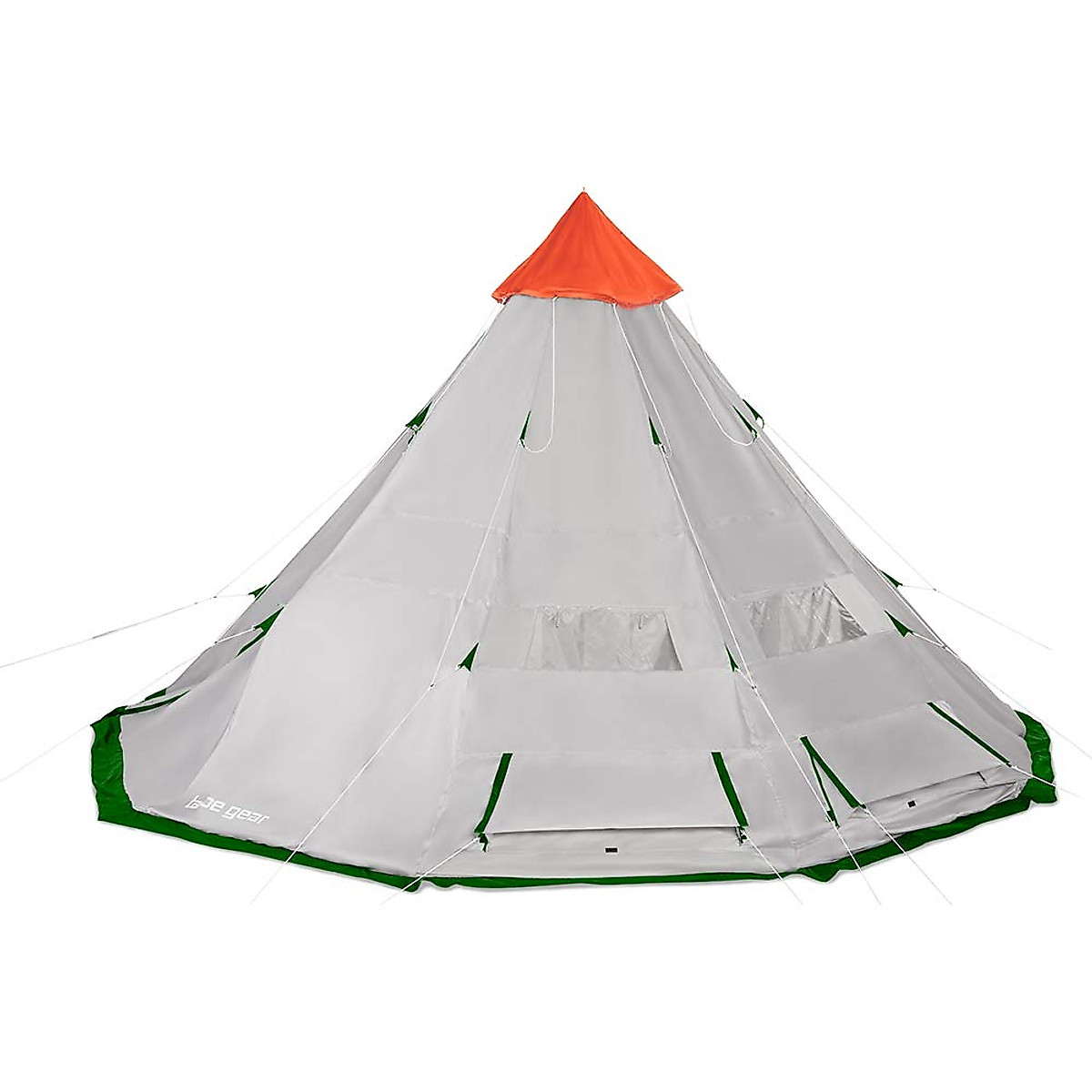 Tahoe Gear Bighorn Extra Large 18 by 18 Inch 12 Person Teepee Cone Shape Backpacking, Camping ,Teepee Tent for Adults, Orange/Grey