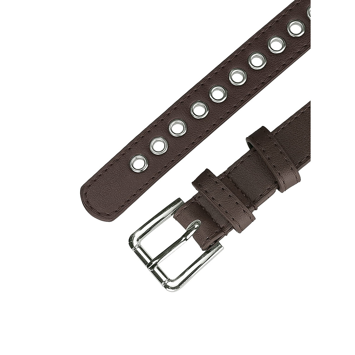 Allegra K Women Grommet PU Leather Belt Metal Pin Buckle Skinny Plus Size Waist Belts for Jeans Dress Fit waist up to 104cm/41 Coffee