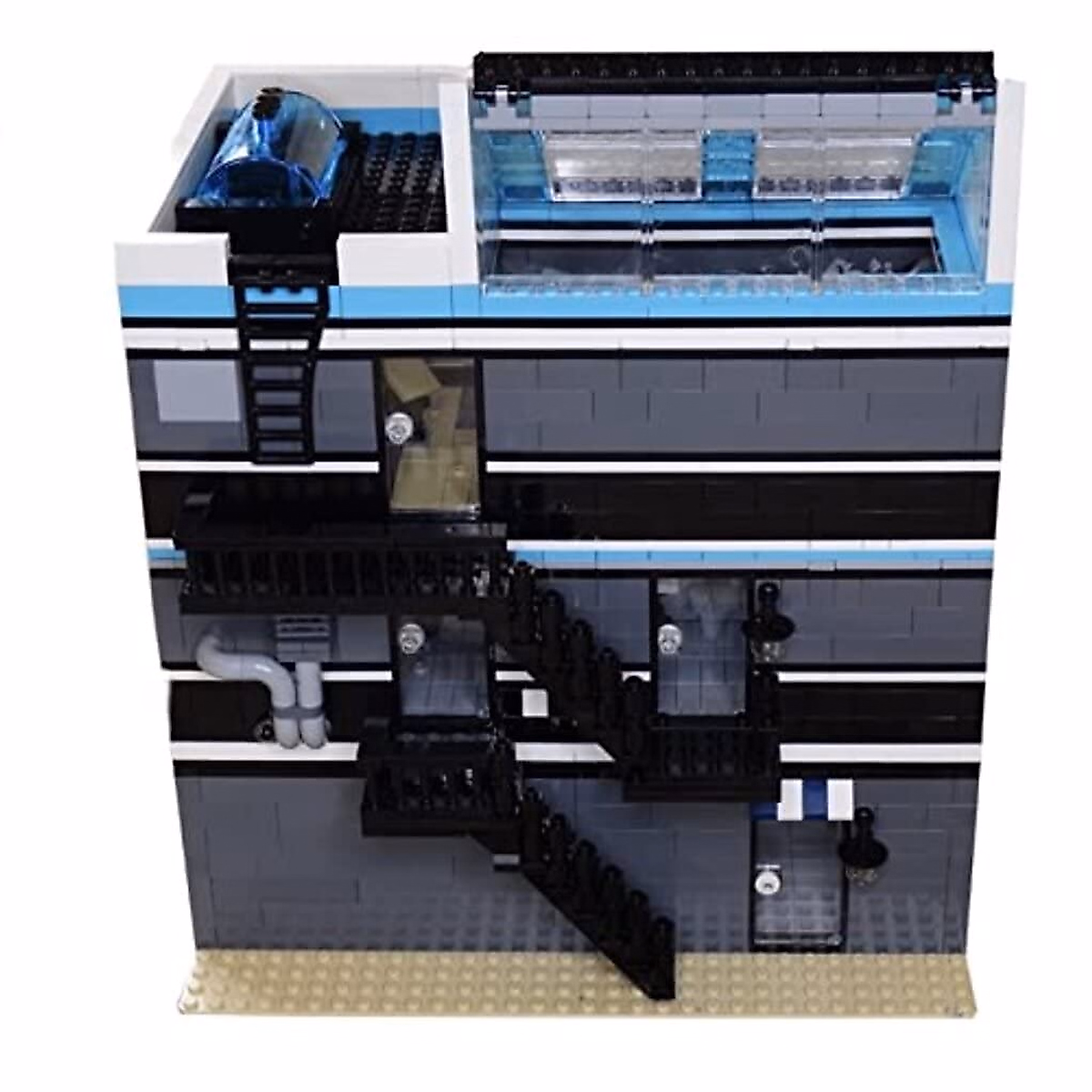 General Jim's Ocean Aquarium Museum Modern Three Level Glass Front Street View City Modular Building Blocks Set Aquarium Bricks Toy Building Set with Accessories for Teens and Adults