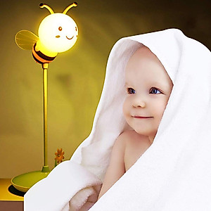 AVEKI Cute Bumblebee LED Desk Lamp Touch Control Dimming 3 Brightness and 360°Flexible Gooseneck Eye-Care USB Rechargeable Lamp for Teens
