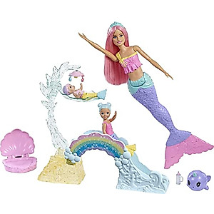 Barbie Dreamtopia Mermaid Nursery Playset with Barbie Mermaid Doll, Toddler and Baby Mermaid Dolls, Slide and Accessories, Gift for 3 to 7 Year Olds