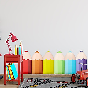 Jetec 12 Pcs 3D Anti Collision Pencil Shape Wall Padding for Kids 23.6 x 11.8 Inch Peel and Stick Upholstered Wall Panels Headboard Panels Colorful Wall Mats for Nursery Playroom Wall Protection