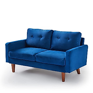 Bettermade Loveseat Sofa,Futon Sofa for Living Room, Velvet Cover Modern Design Couch,Tools-Free Assemble,2 Seats with 600 LB Load,Blue