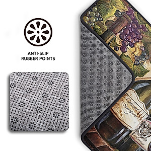 Grapes Wine Rugs for Kitchen Floor 39x20 Inch Wine Bottle Rugs Absorbent Kitchen Mat and Rug for Home & Kitchen & Office Decor Memory Foam Mat Non-Skid…