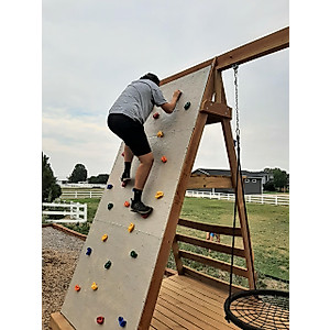 Duke's Outdoor Rock Climbing Holds Set for Kids - 25 Rock Climbing Wall Grips for Indoor & Outdoor Play Set, 8 Foot Knotted Climbing Rope, Chalk Bag & 3 DIY Videos