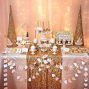 MOWO Heart Paper Garland Circle Hanging Decoration for Birthday Engagement Bridal Baby Shower Bachelor Valentine's Day Party, 2.5'' in Diameter,10-feet, 2pc