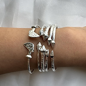 Better Jewelry Queen Nefertiti Thin West Indian Bangles Bangle Cuff Bracelet .925 Sterling Silver, 1 piece (Silver, 7.5)