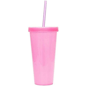 Silver Buffalo Disney Lilo and Stitch Angel Coconut Flowers 2 Pack Color Change Plastic Tumbler, 24-Ounce