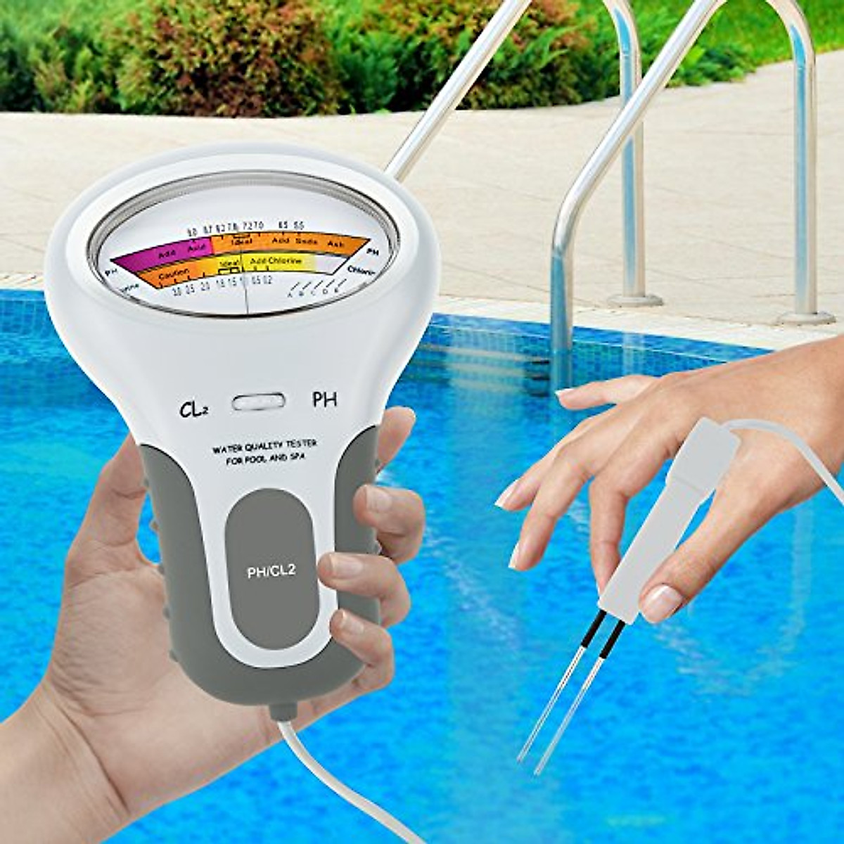 Portable 2 in 1 Water Quality PH and Chlorine Level CL2 Tester Meter for Swimming Pool Spa Drinking Water Quality Analysis Monitor PH CL2 Chlorine Tester